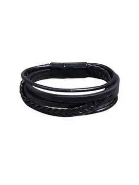 Jewelry | 32 Nip Black Multistrand Layered Braided Leather Bracelet ...